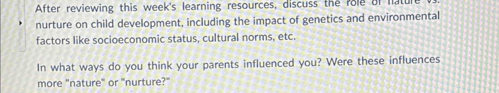 Solved After reviewing this week's learning resources, | Chegg.com