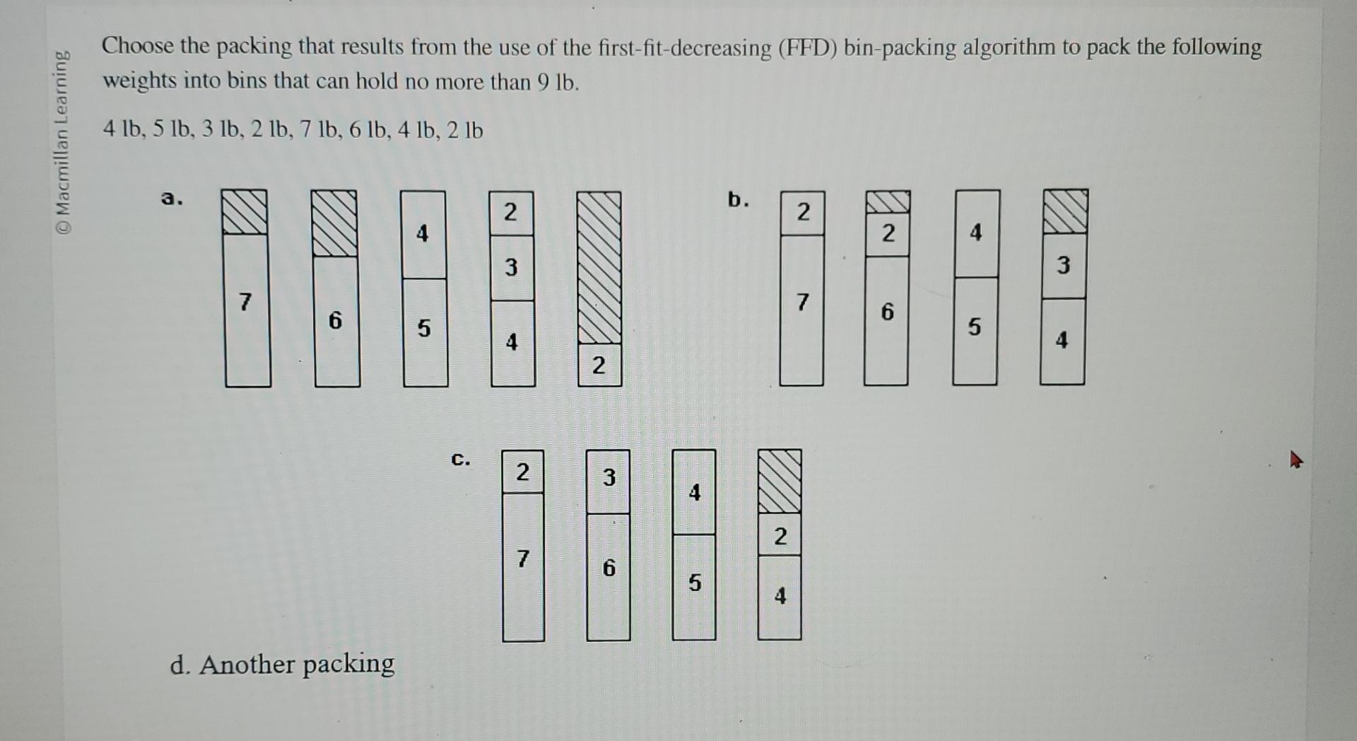 Solved Choose The Packing That Results From The Use Of The
