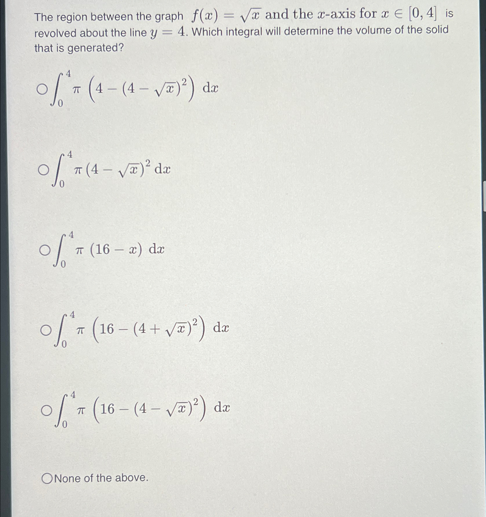 Solved The region between the graph f(x)=x2 ﻿and the x-axis | Chegg.com