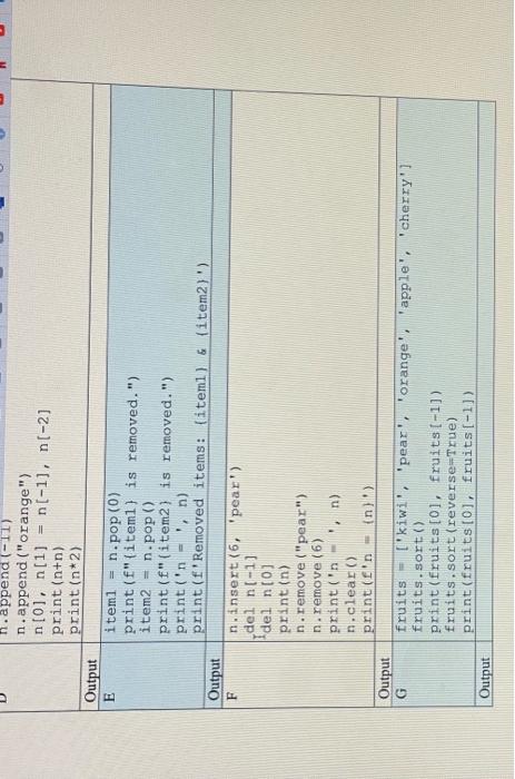 Solved A-H, determine and explain the output displayed by | Chegg.com