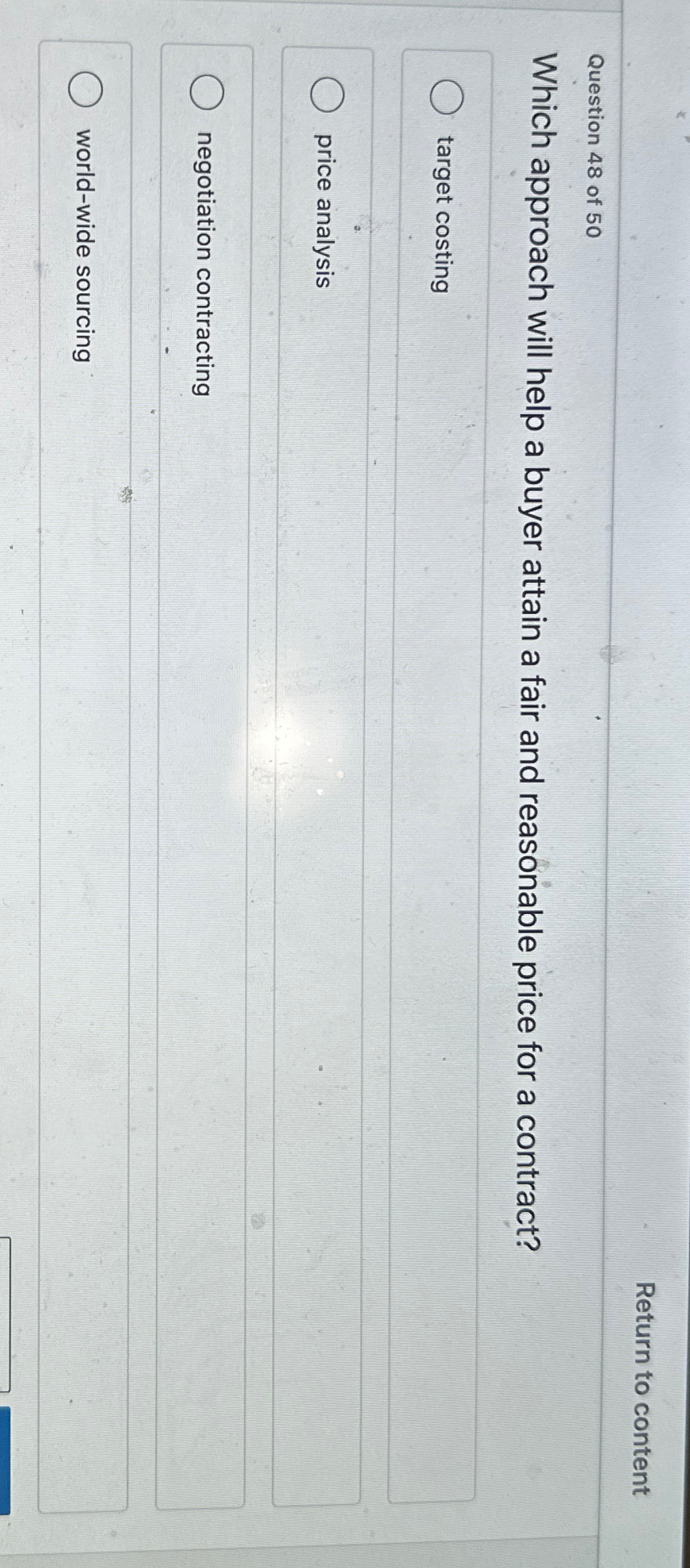 Solved Return to contentQuestion 48 ﻿of 50Which approach | Chegg.com