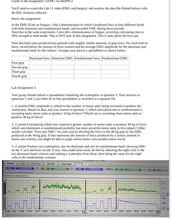 Guide to lab assignment 3 (EMG via BioPAC) You'll | Chegg.com