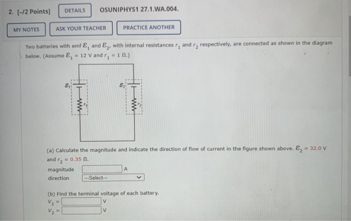 Solved 2. [-12 Points) DETAILS OSUNIPHYS1 27.1.WA.004. MY | Chegg.com Solved 2. [-12 Points) DETAILS OSUNIPHYS1 27.1.WA.004. MY | Chegg.com