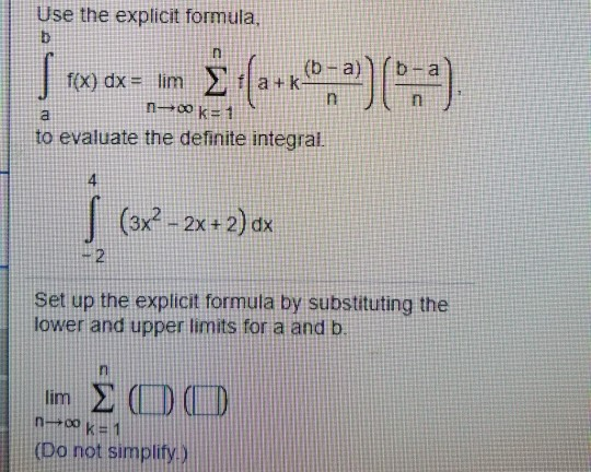 Solved Use the explicit formula, [ resexa um Ë (a=2**)(*:) | Chegg.com