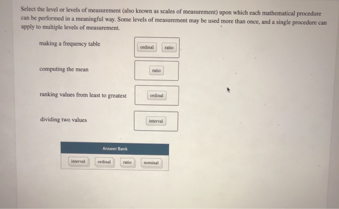 Solved Select the level or levels of measurement (also known | Chegg.com