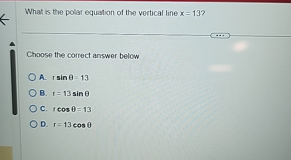 Solved What is the polar equation of the vertical line | Chegg.com