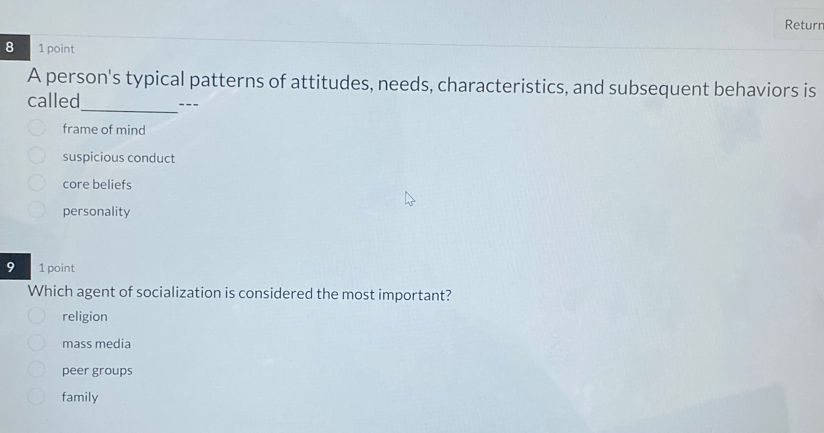 Solved 81 ﻿pointA person's typical patterns of attitudes, | Chegg.com