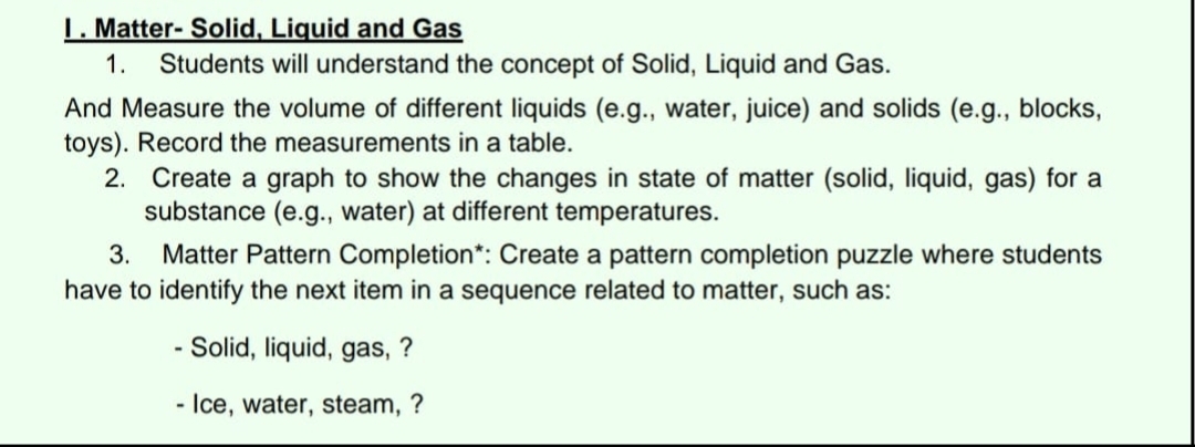 Solved Matter- ﻿Solid, Liquid and GasStudents will | Chegg.com