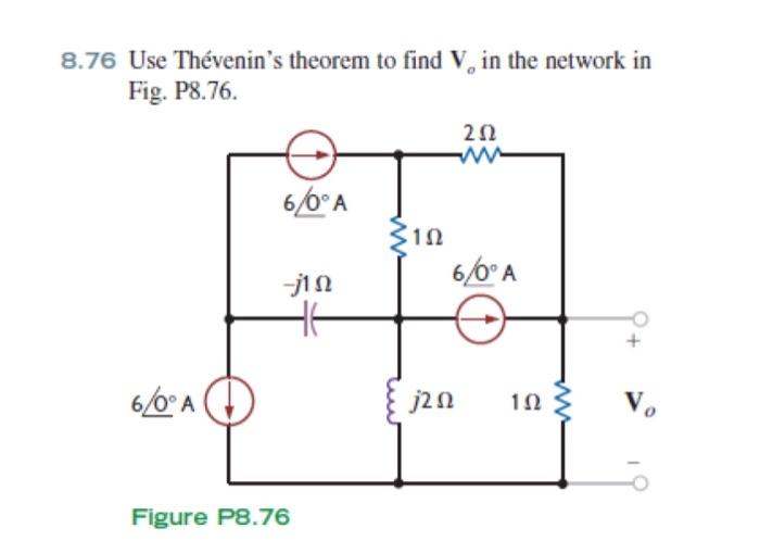 Solved 8.76 Use Thévenin's theorem to find Vo in the network | Chegg.com