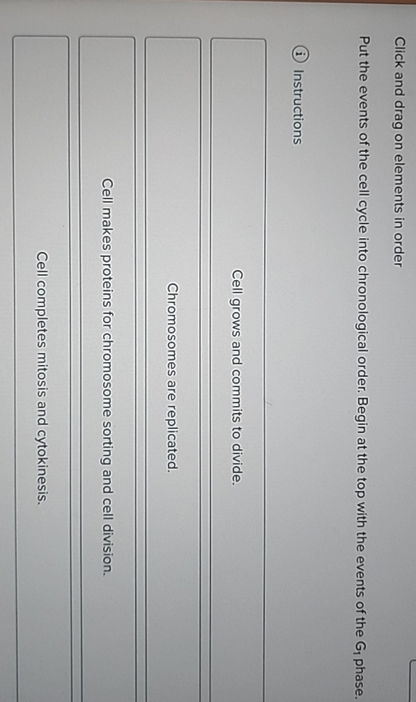 Solved Click and drag on elements in orderPut the events of | Chegg.com