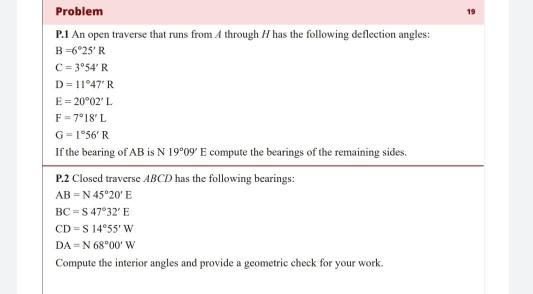 Solved Problem P.1 An open traverse that runs from A through | Chegg.com