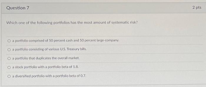 Solved Which one of the following portfolios has the most | Chegg.com