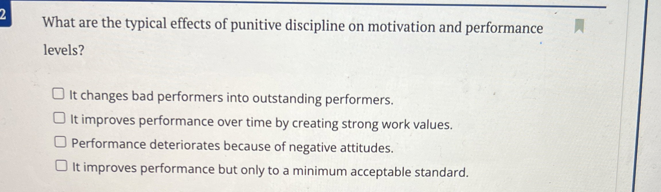 Solved 2What are the typical effects of punitive discipline | Chegg.com