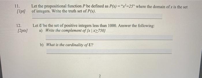 Solved 11. Let the propositional function P be defined as | Chegg.com