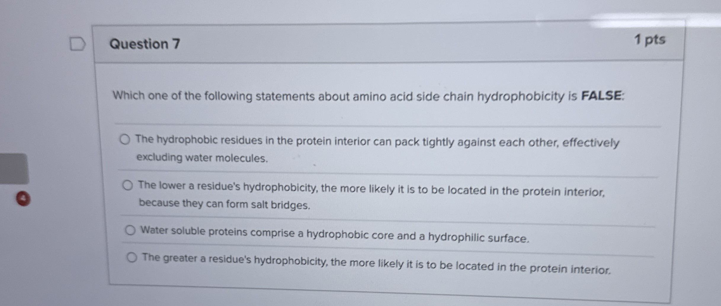 Solved Question 71 ﻿ptsWhich one of the following statements | Chegg.com