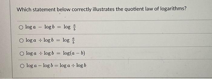Solved Which statement below correctly illustrates the | Chegg.com