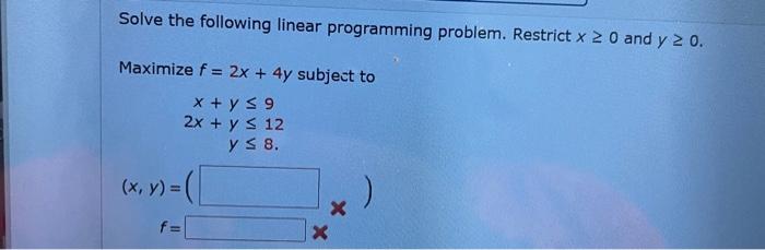 Solved Solve The Following Linear Programming Problem 8745