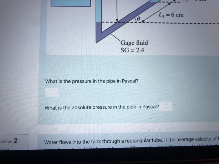 Solved The pressure of water flowing through a pipe is | Chegg.com
