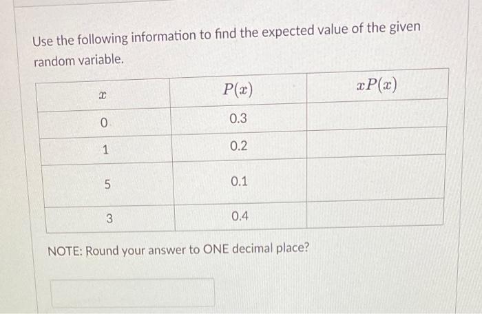 Use the following information to find the expected | Chegg.com