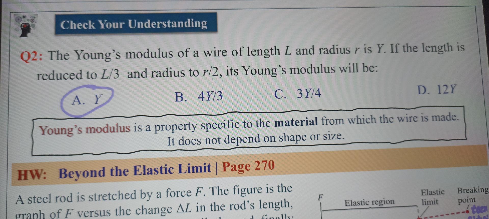 Solved Check Your Understanding Q2: The Young's modulus of a | Chegg.com
