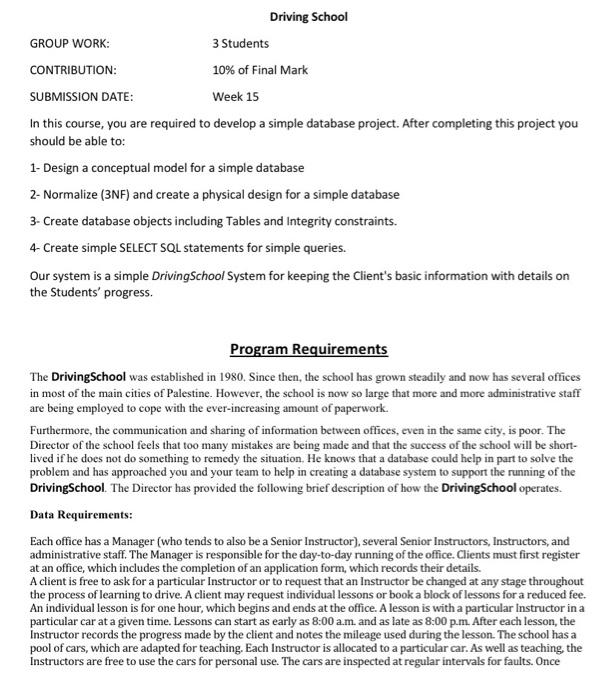 Solved In this course, you are required to develop a simple | Chegg.com