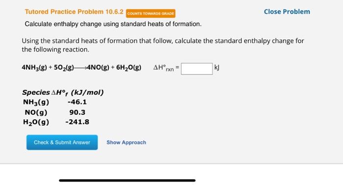 Calculate enthalpy change using standard heats of | Chegg.com