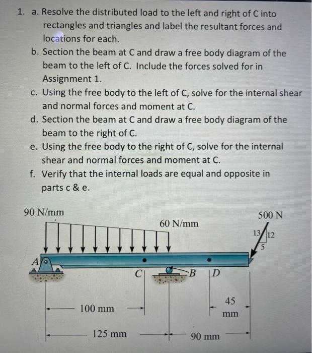 Solved 1. a. Resolve the distributed load to the left and | Chegg.com