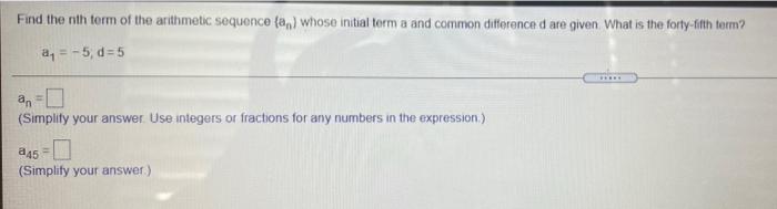 Solved Find the nth form of the arithmetic sequence (a) | Chegg.com