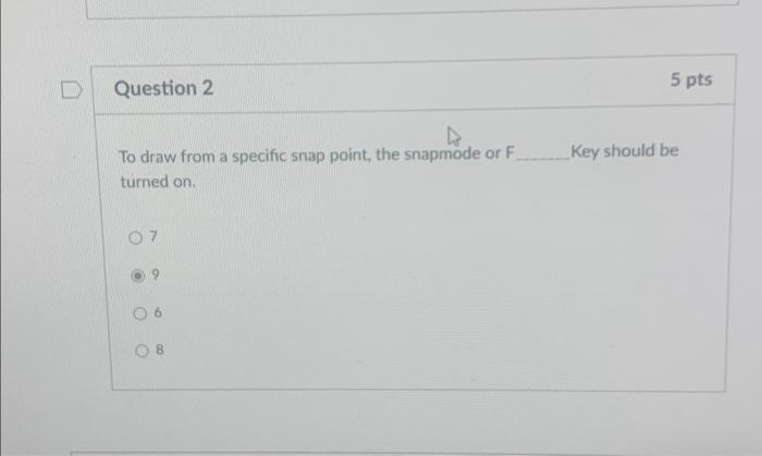 Solved To draw from a specific snap point, the snapmode or F | Chegg.com