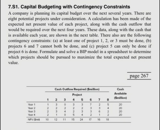 Solved 7.51. Capital Budgeting with Contingency Constraints | Chegg.com