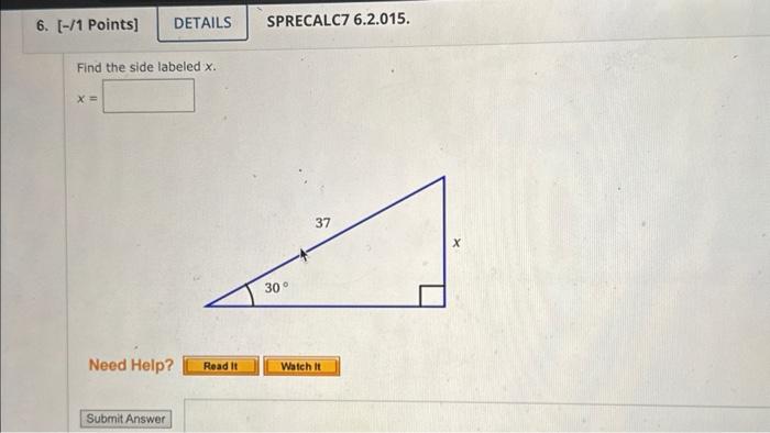 Solved Find the side labeled x. | Chegg.com