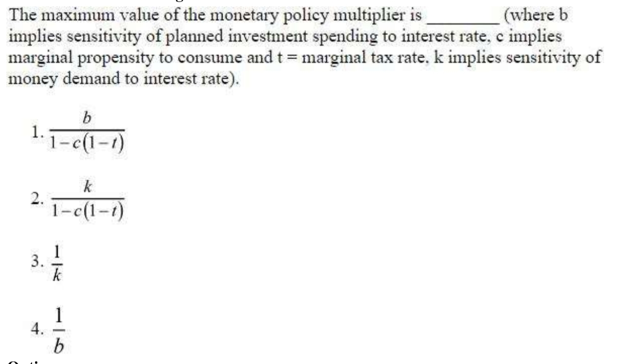 Solved The maximum value of the monetary policy multiplier | Chegg.com
