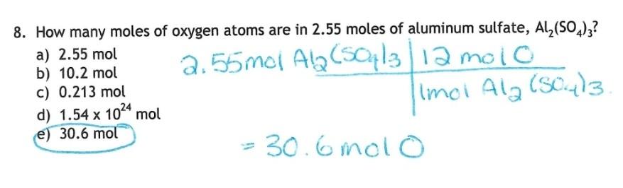 Solved 8. How many moles of oxygen atoms are in 2.55 moles | Chegg.com