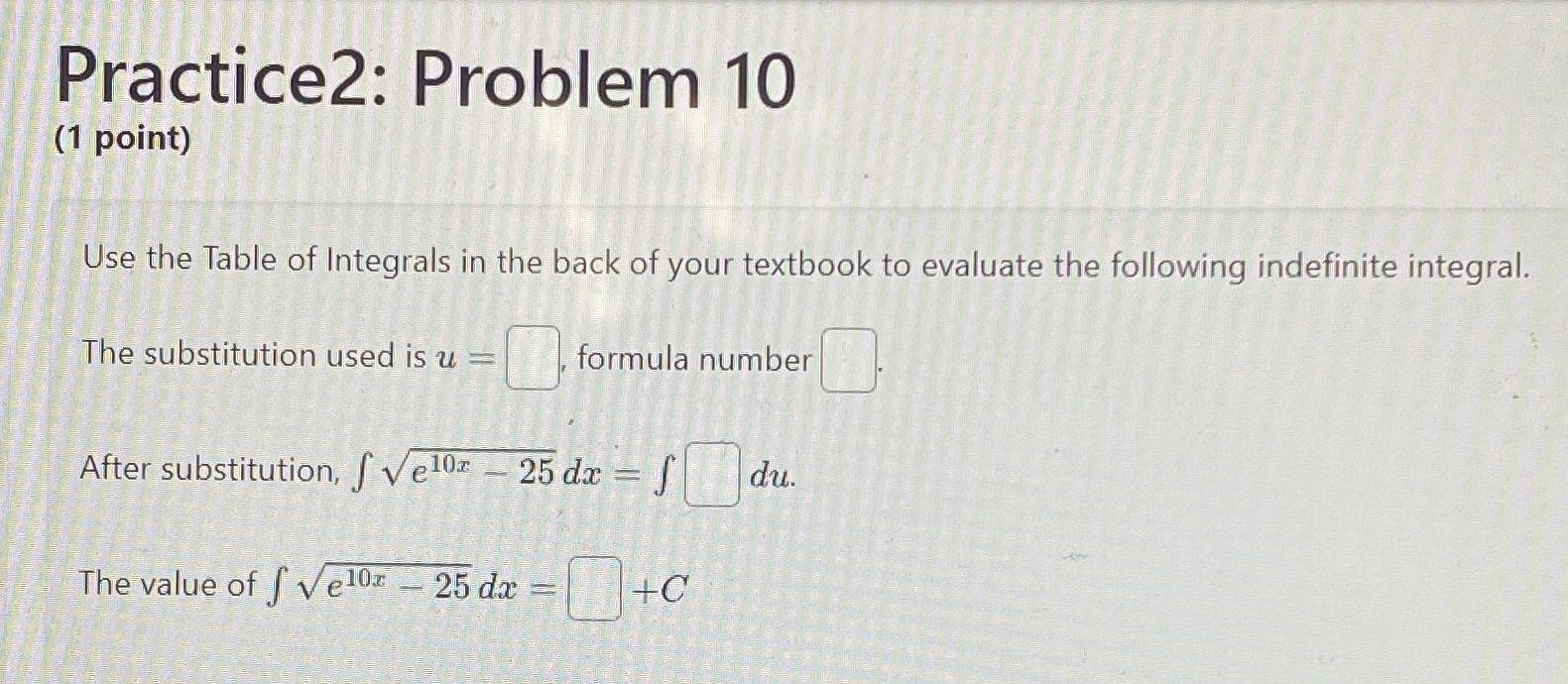Solved Practice2: Problem 10(1 ﻿point)Use the Table of | Chegg.com