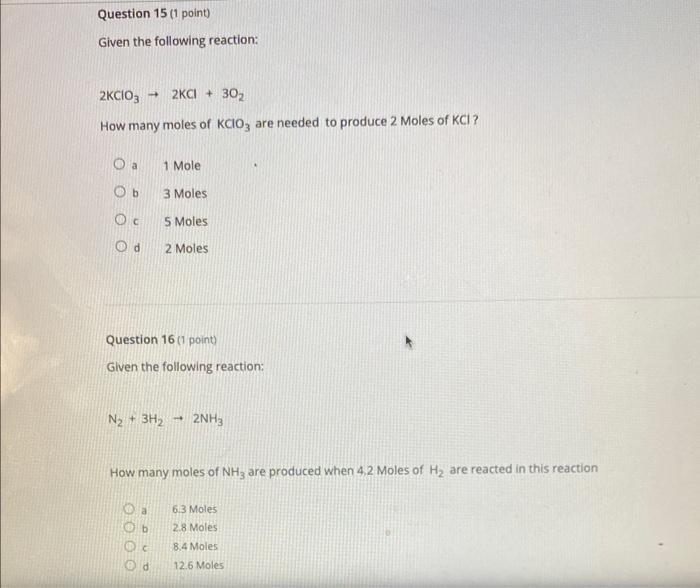Solved Given the following reaction: 2KClO3→2KCl+3O2 How | Chegg.com