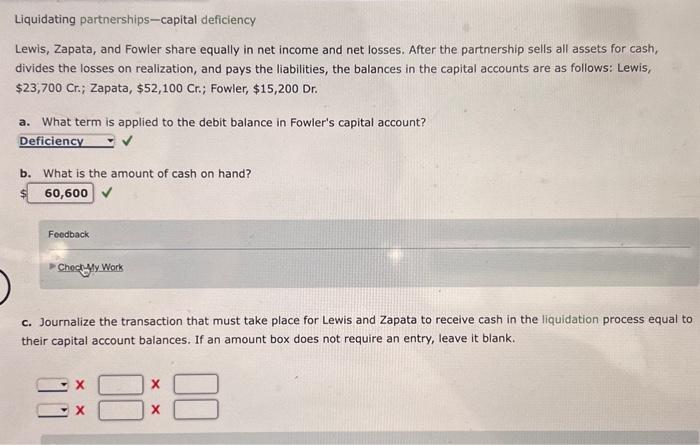 Solved Liquidating partnerships-capital deficiency Lewis, | Chegg.com