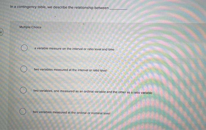Solved In a contingency table, we describe the relationship | Chegg.com