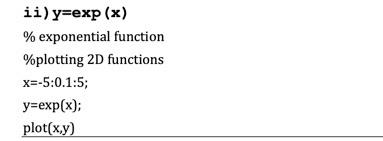 Solved ii)y=exp(x) % exponential function %plotting 2D | Chegg.com
