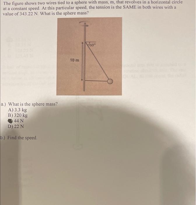 Solved The figure shows two wires tied to a sphere with | Chegg.com