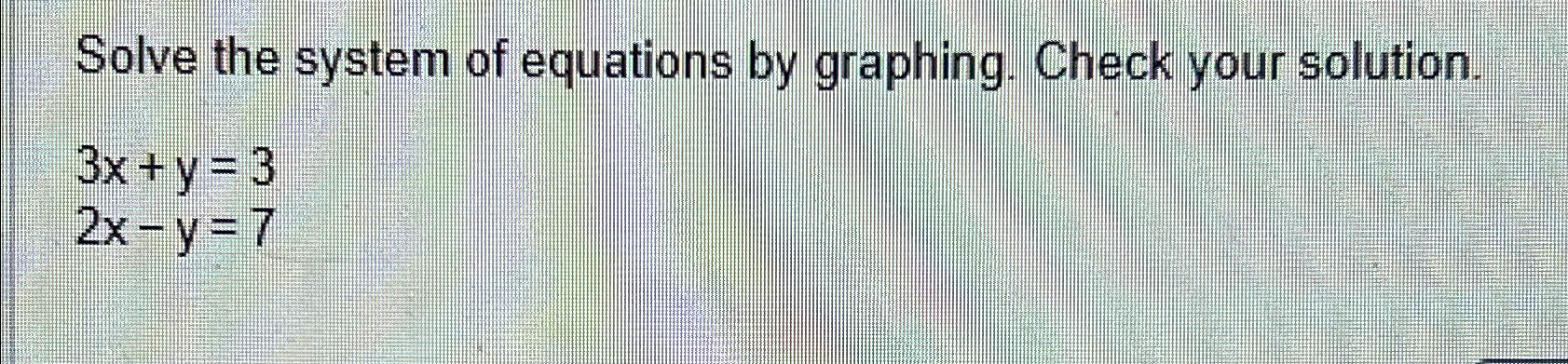 Solved Solve the system of equations by graphing. Check your | Chegg.com