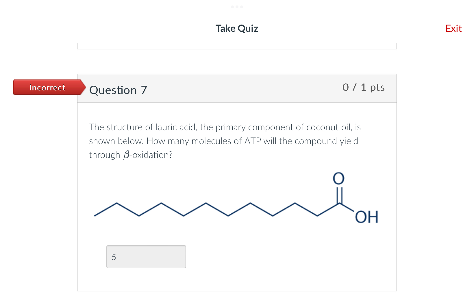 The structure of lauric acid, the primary component | Chegg.com