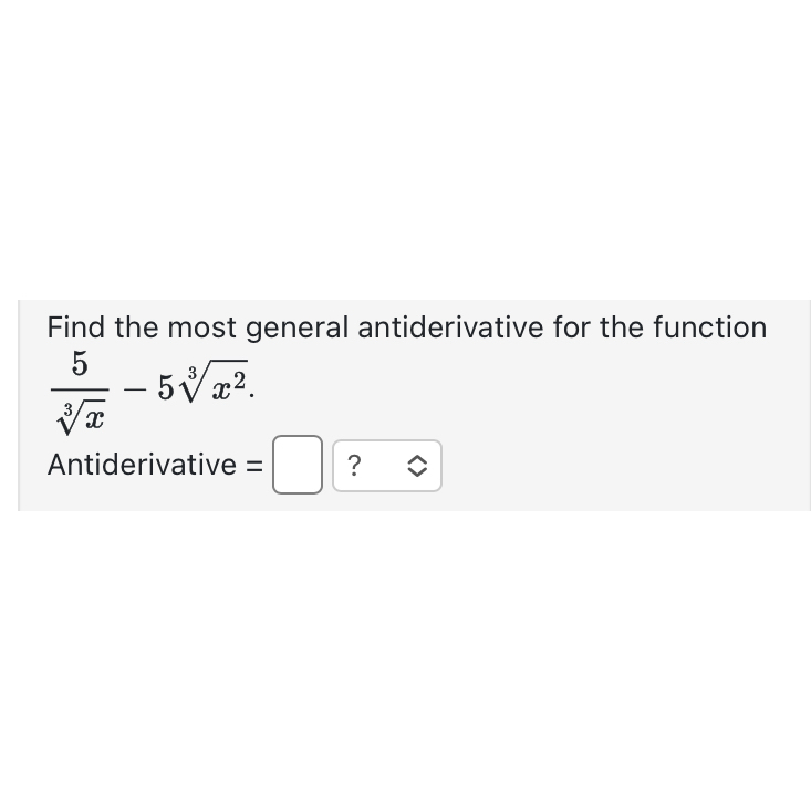 Solved Find The Most General Antiderivative For The Function