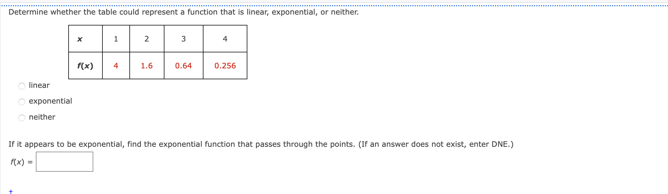 Solved Determine whether the table could represent a | Chegg.com
