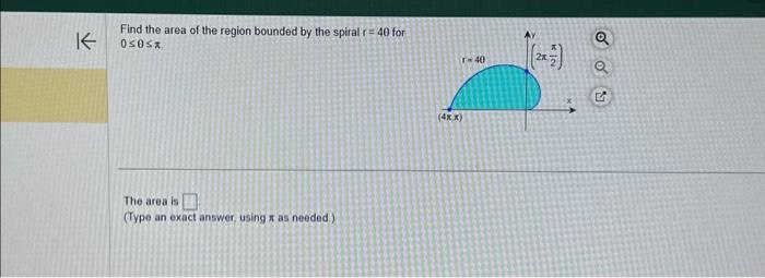 Solved Find the area of the region bounded by the spiral | Chegg.com