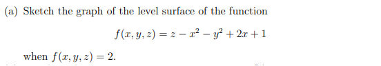 Solved (a) ﻿Sketch the graph of the level surface of the | Chegg.com
