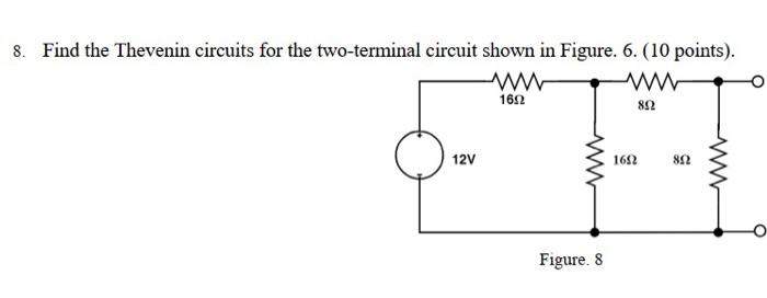 Solved 8. Find the Thevenin circuits for the two-terminal | Chegg.com