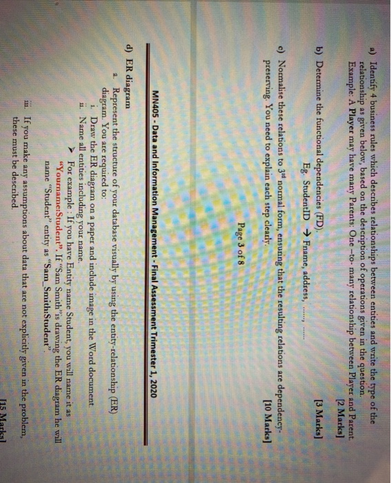 Solved QUESTION 1 - Data Modelling [30 Marks) Create a | Chegg.com
