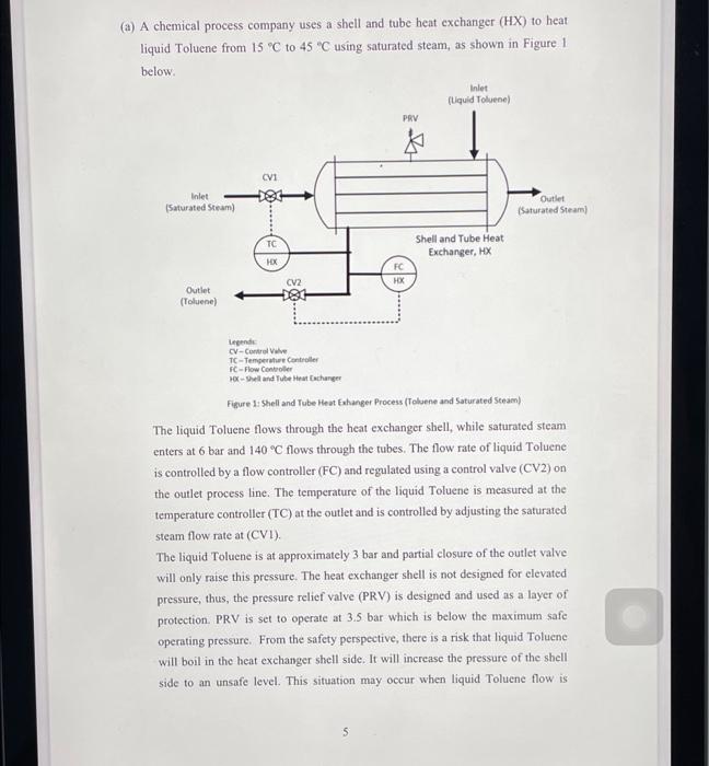Solved (a) A chemical process company uses a shell and tube | Chegg.com