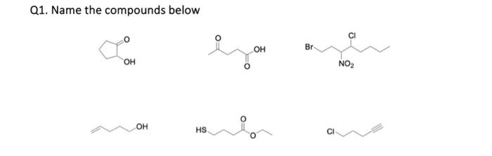 Solved Q1. Name the compounds below | Chegg.com