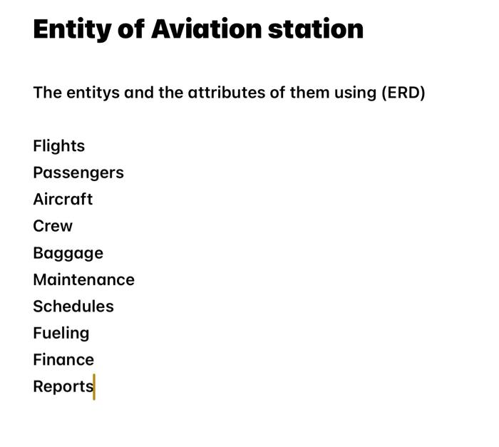 Solved The entitys and the attributes of them using (ERD) | Chegg.com